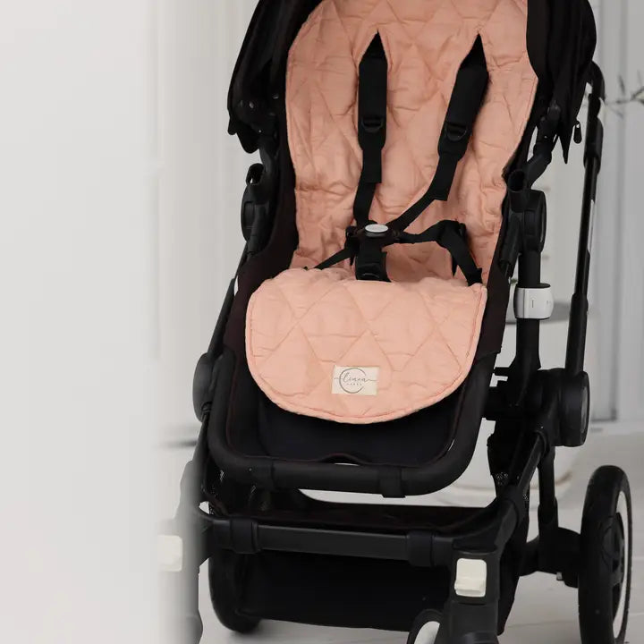 Linen Label Coral & Gingham - Pram Liner in Pure Linen – Little Palm Prints